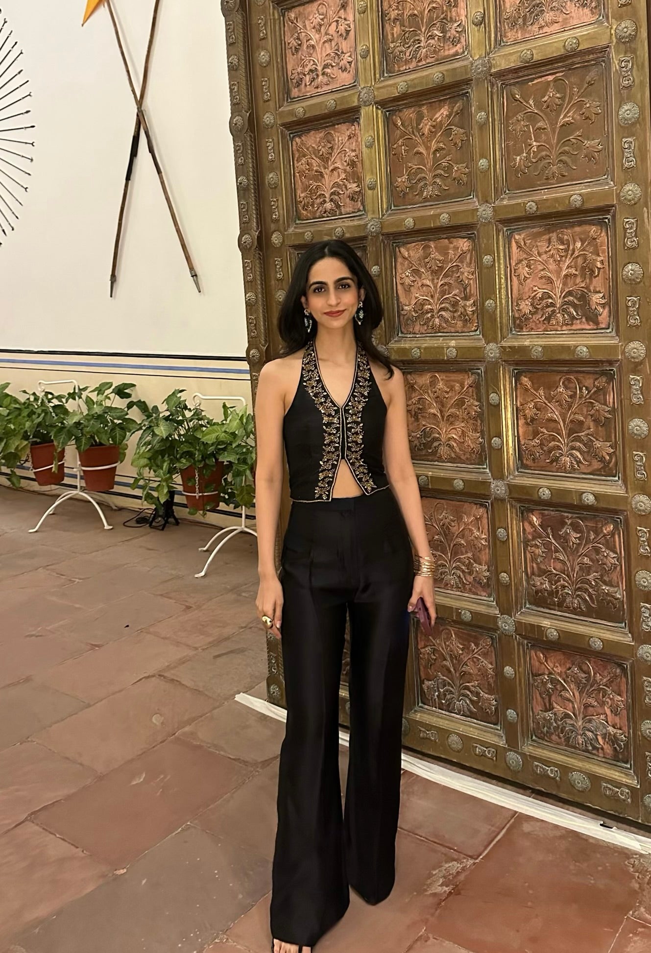 Shop Hot Pink Hand Embroidered One Shoulder Set – INCHING INDIA