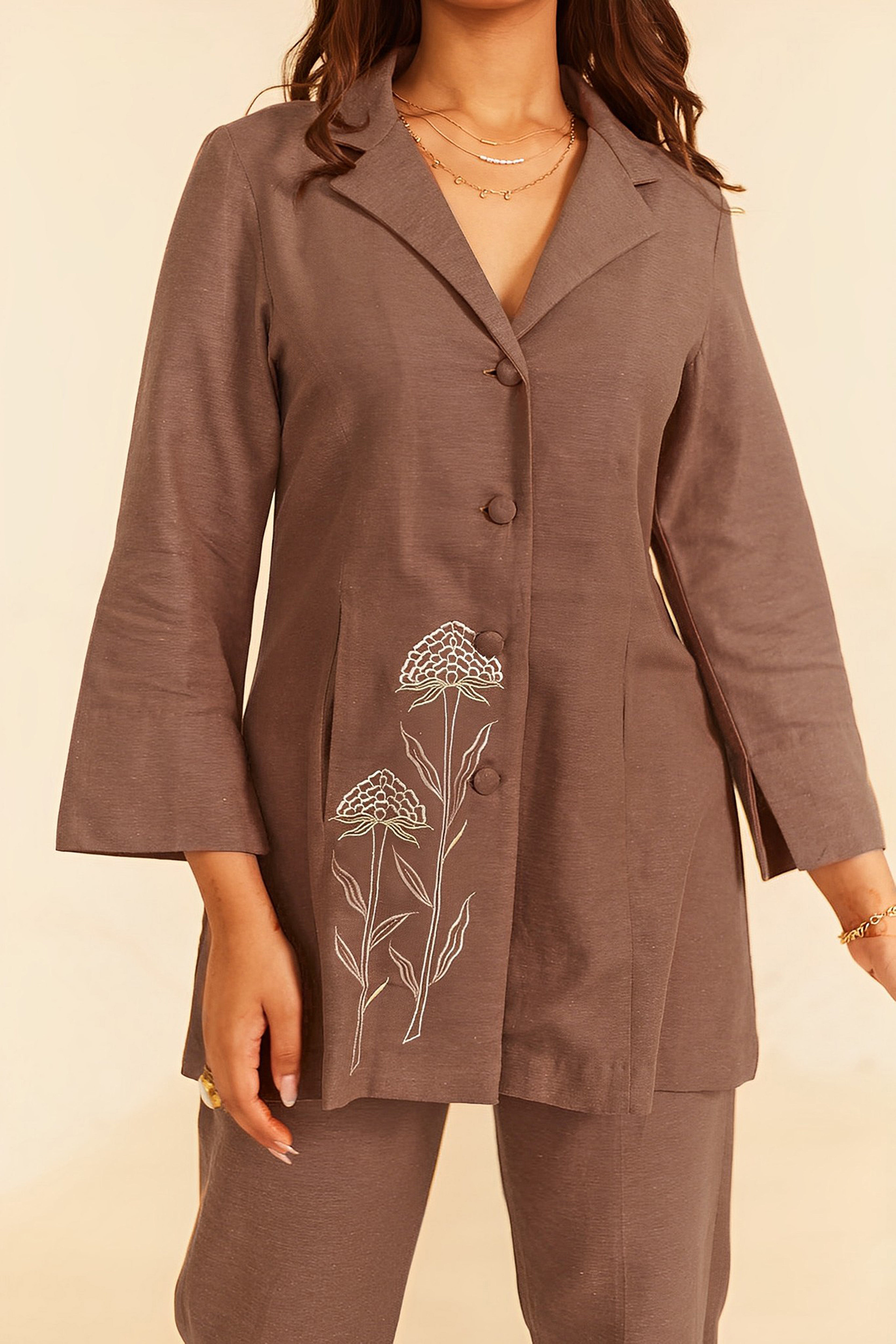 Brown Linen Coat – INCHING INDIA