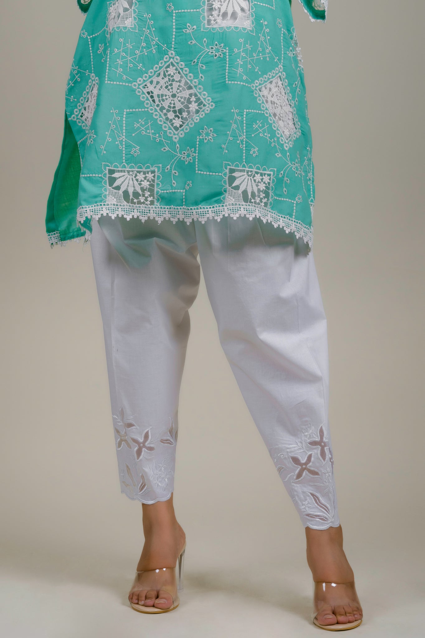 Floral Organza Patchwork Narrow Salwar – INCHING INDIA