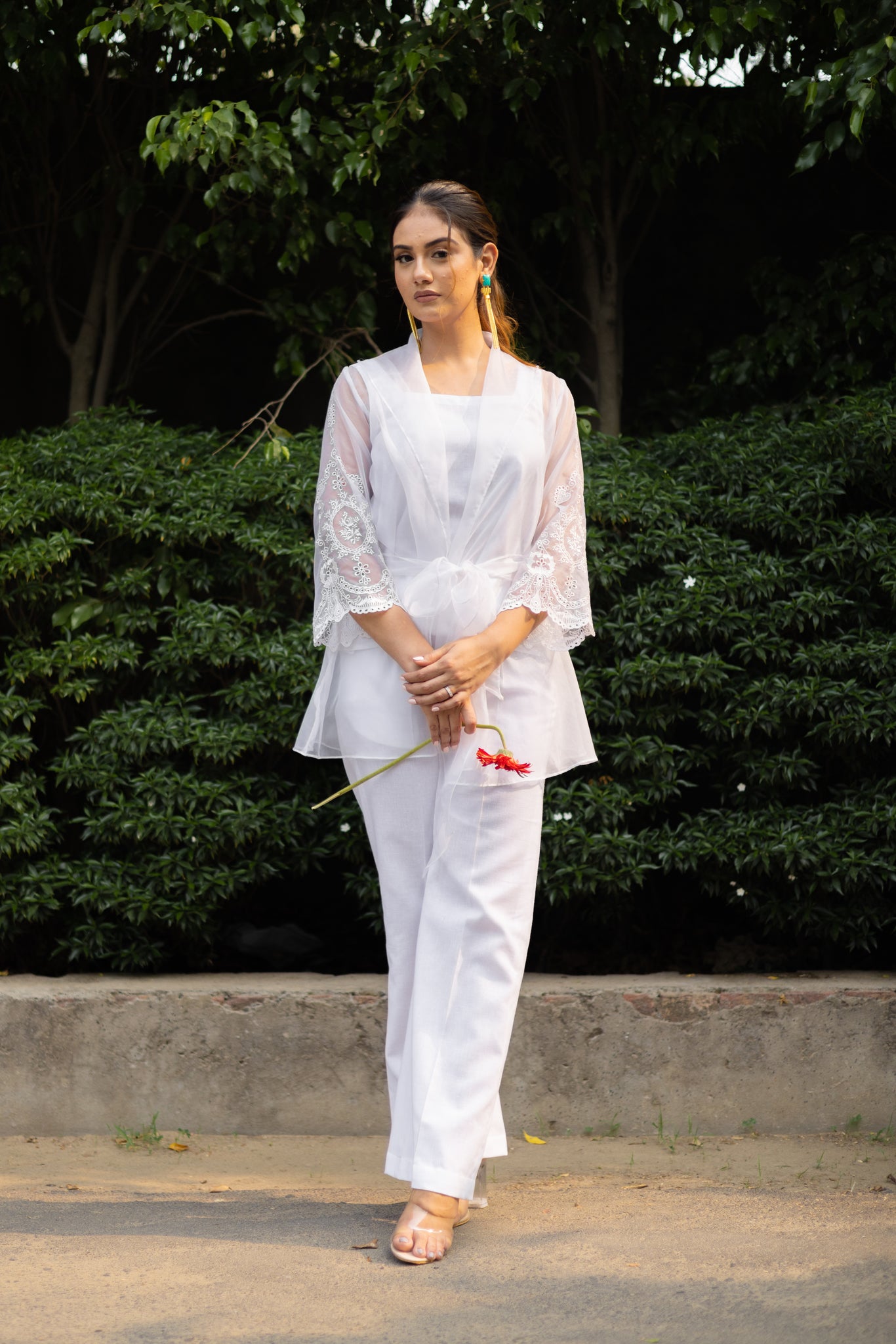 Organza Embroidered Cape Set – INCHING INDIA