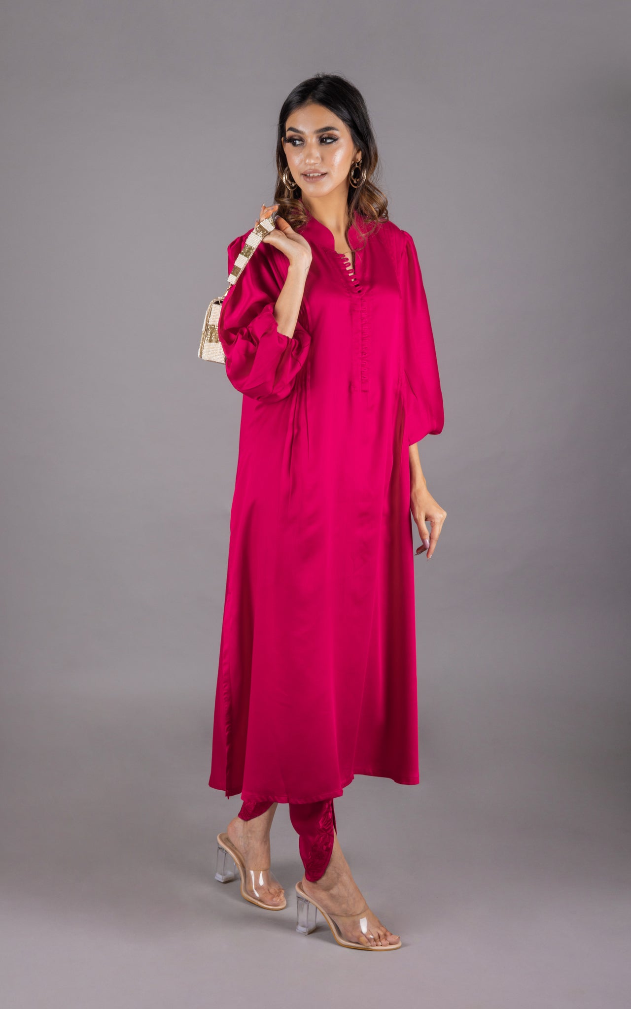 Buy Hot Pink Embroidered Dhoti Set Online – INCHING INDIA